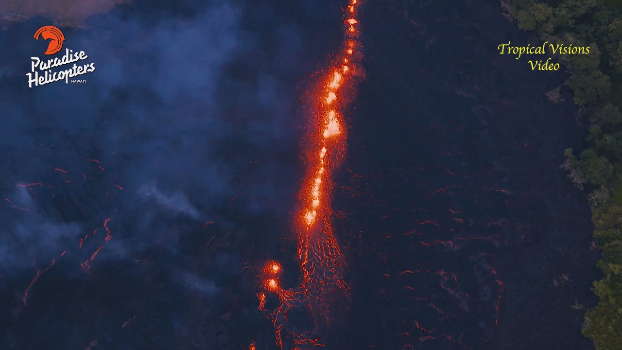 VIDEO: 2 pm Eruption Update – Above Fissure 17, Lava Flow