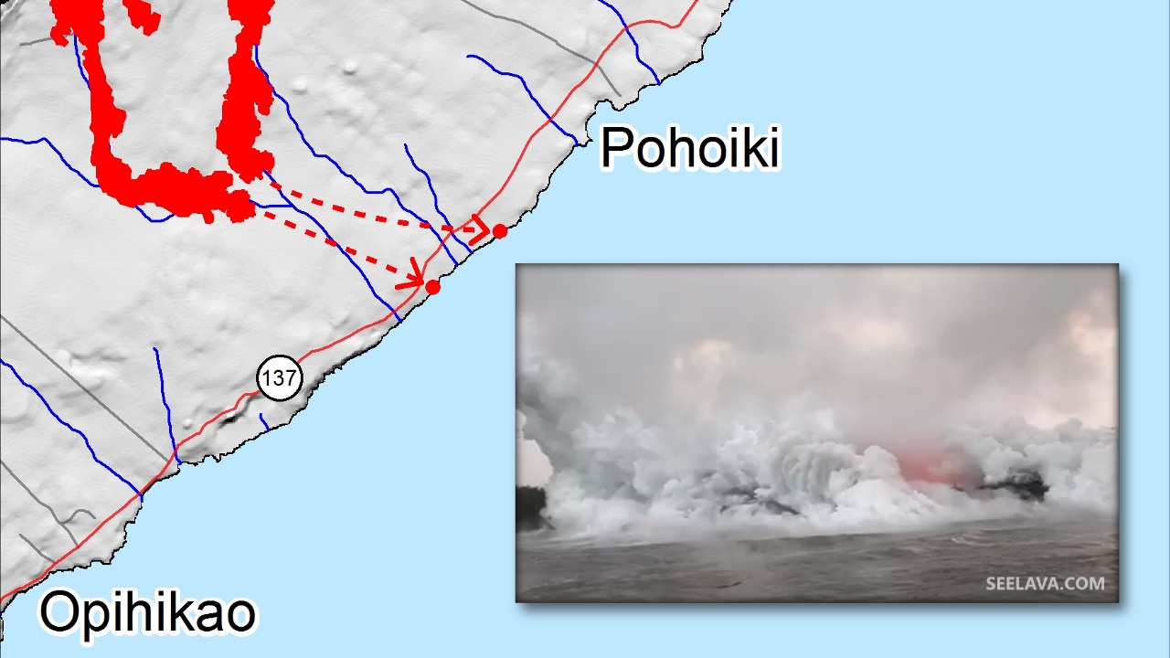 VIDEO: Noon Eruption Update – Two Lava Ocean Entries, High SO2