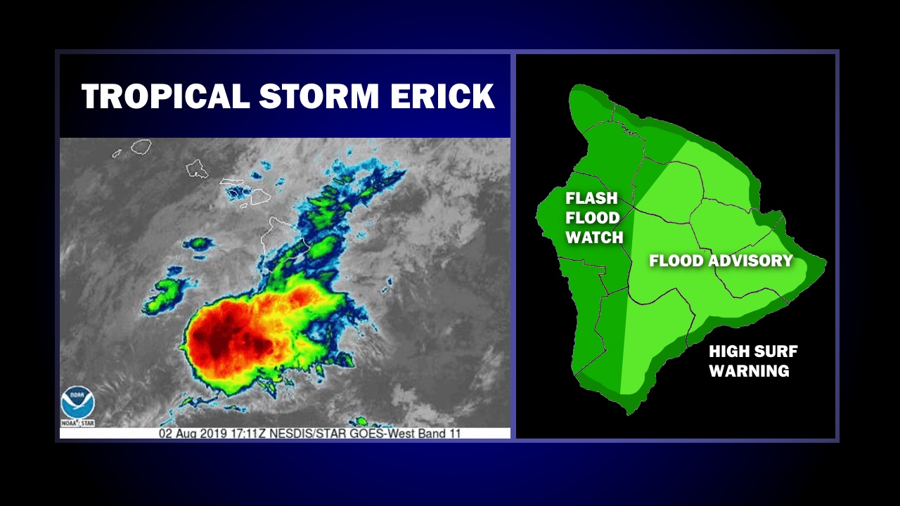 Passing Tropical Storm Erick Brings Flood Advisory For Half Hawaii Island