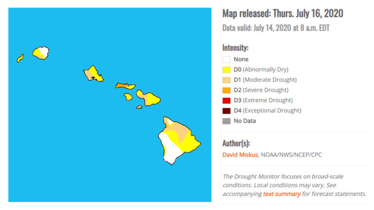 East Hawaiʻi Is Abnormally Dry, Drought Monitor Shows