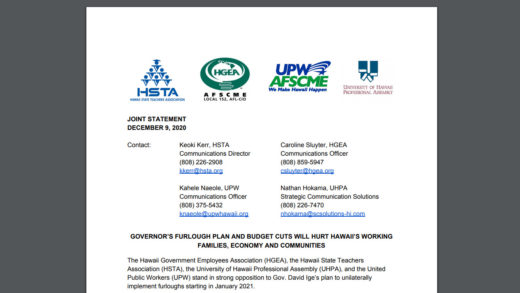 Hawaii Unions Respond To Governor’s Furlough Plan