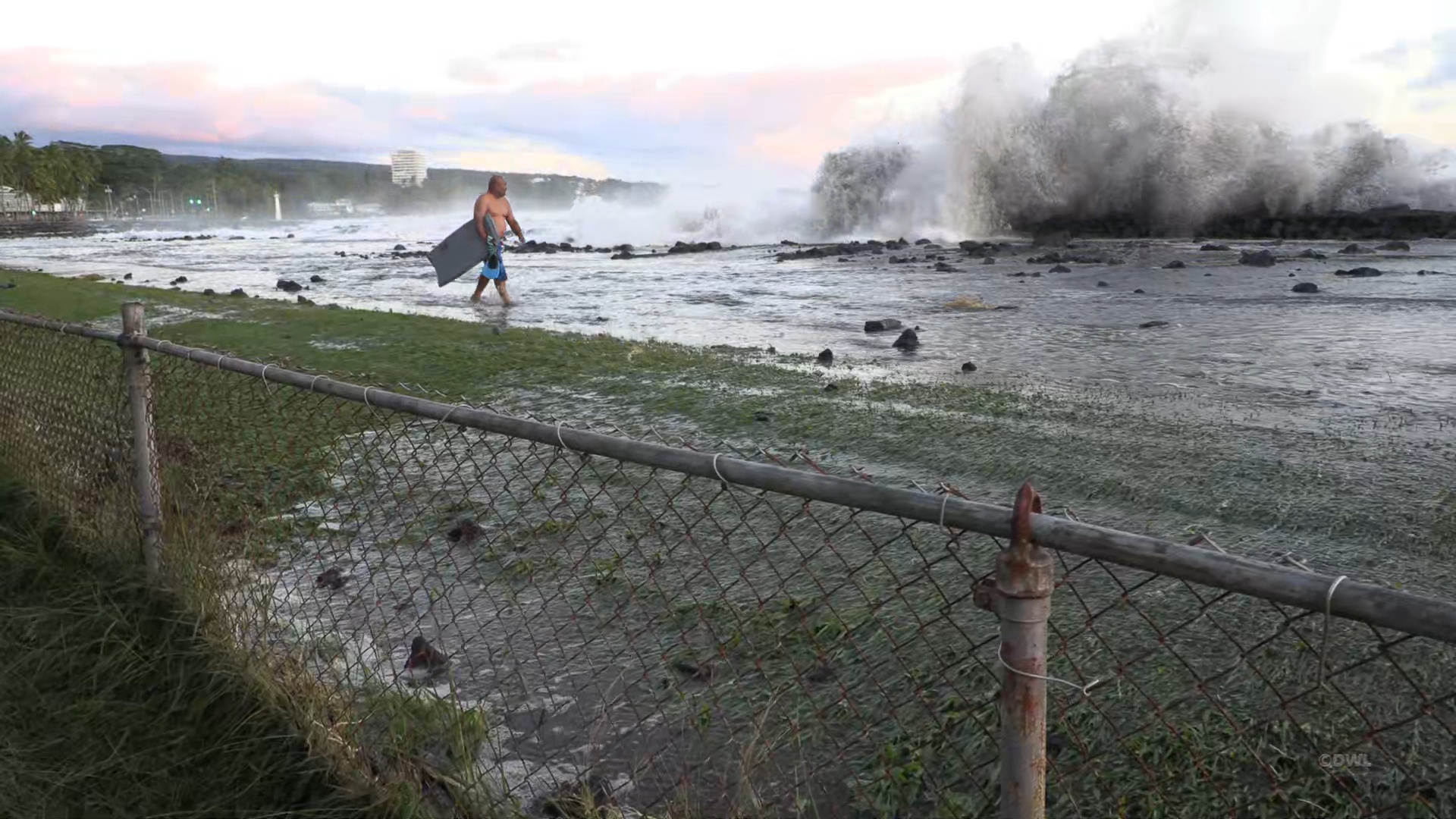 VIDEO: Big Waves Bury Highway, Hilo Locals React