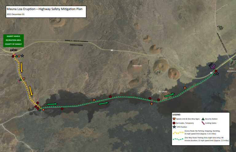 New Map Shows Traffic Pattern For Mauna Loa Eruption Viewing
