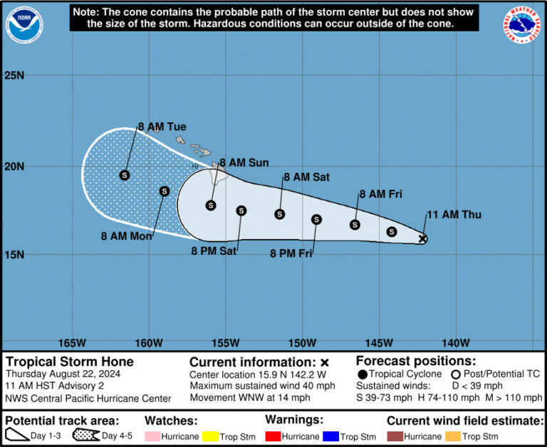 Tropical Storm Hone Forms In Central Pacific, Gilma A Major Hurricane