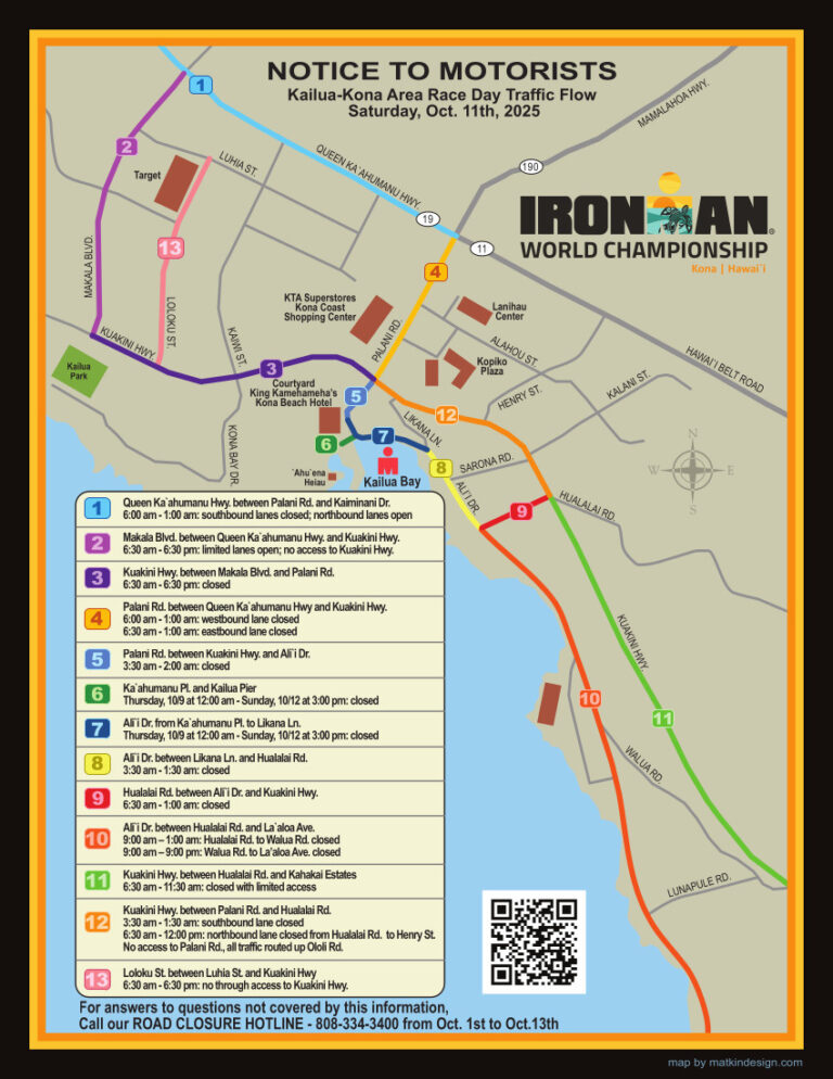 West Hawaiʻi Road Closures Planned For IRONMAN World Championship Race ...