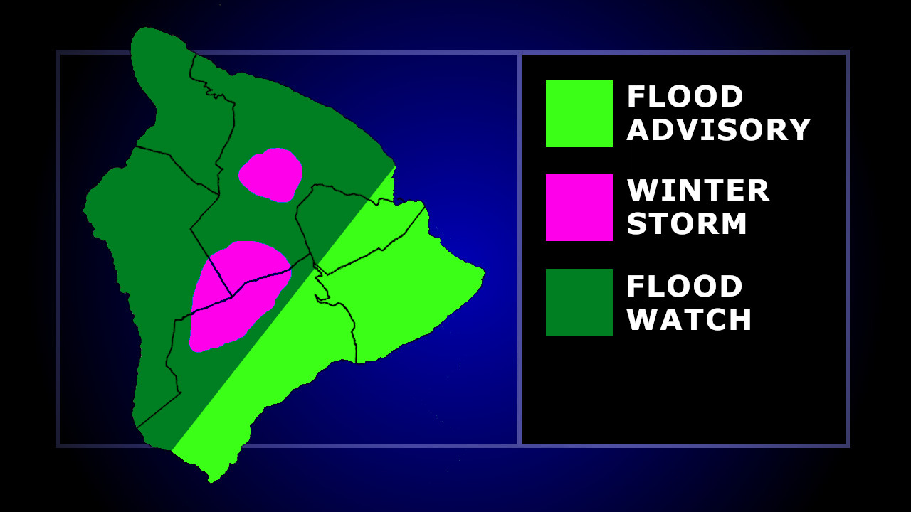 Winter Storm Warning Issued For Hawaiʻi, Flood Watch Continues